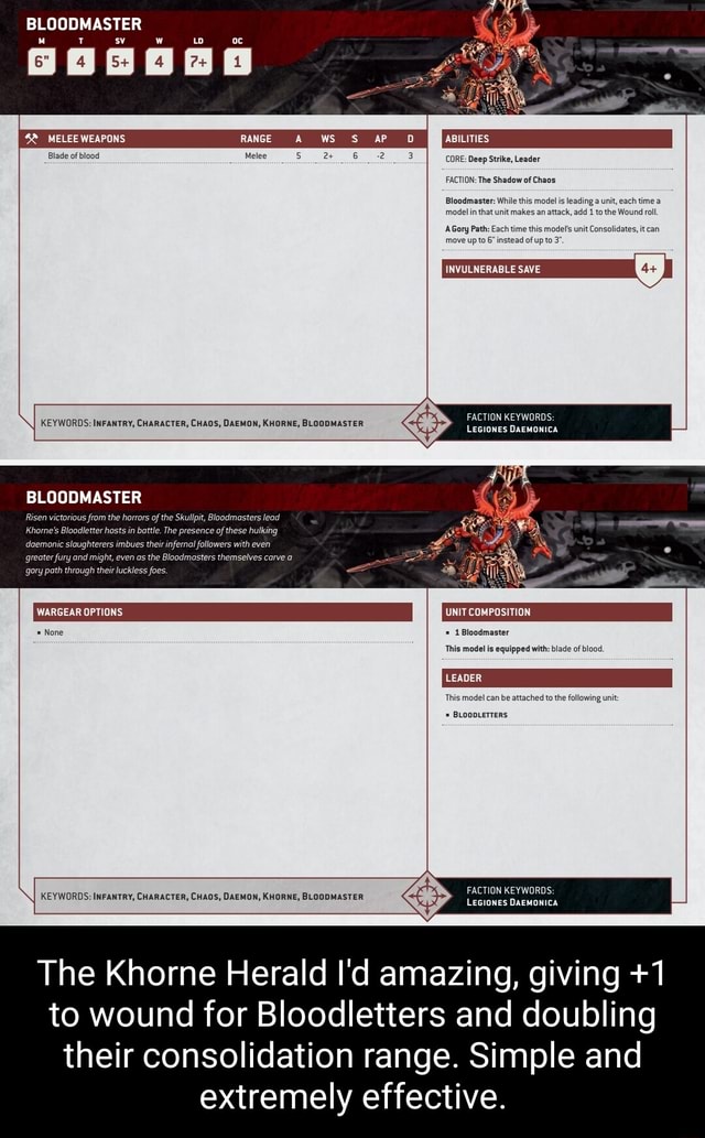 BLOODMASTER MELEE WEAPONS ABILITIES Blade of blood CORE: Deep Strike ...