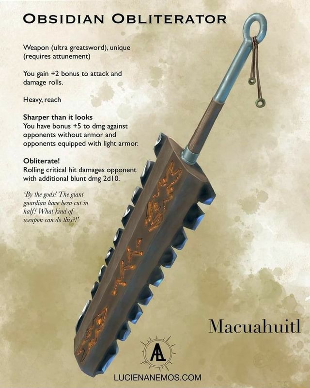 OBSIDIAN OBLITERATOR Weapon (ultra greatsword), unique (requires ...