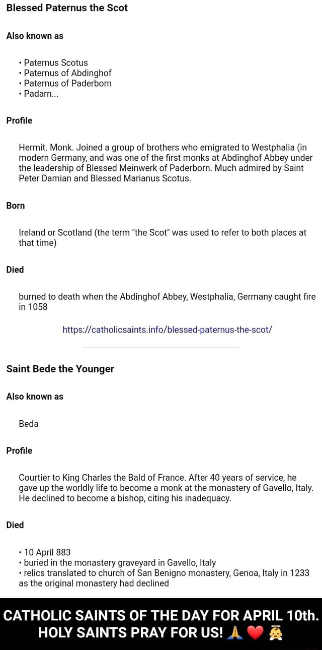 Blessed Paternus the Scot Also known as Paternus Scotus Paternus of ...