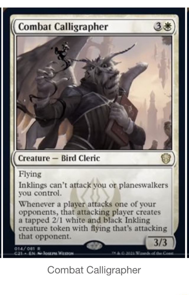 Combat Calligrapher Creature - Bird Cleric Flying Inklings can't attack ...