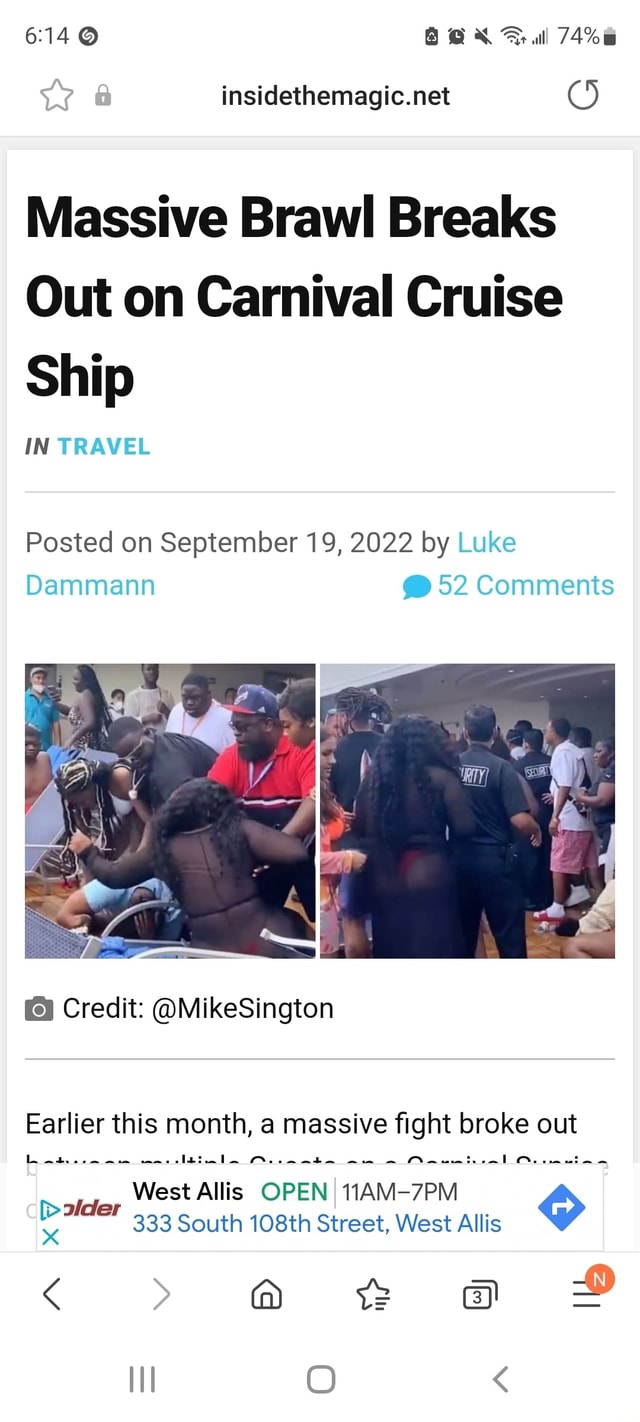 All 74% Massive Brawl Breaks Out on Carnival Cruise Ship IN TRAVEL ...