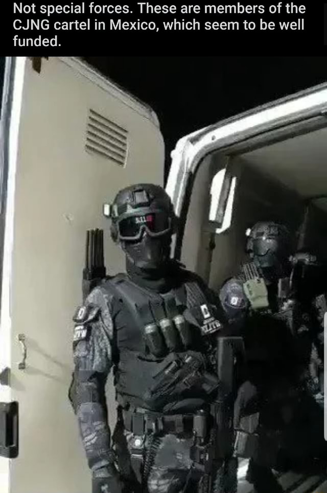 Not special forces. These are members of the CJNG cartel in Mexico ...