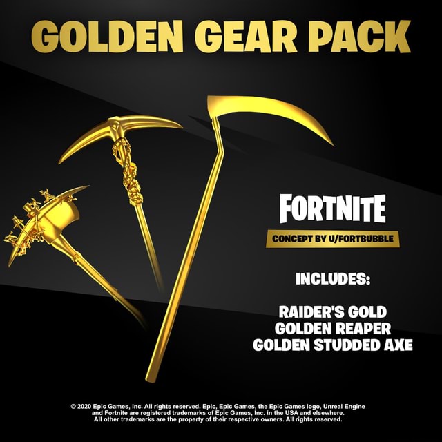 GOLDEN GEAR PACK FORTNITE INCLUDES: RAIDER'S GOLD GOLDEN REAPER GOLDEN ...
