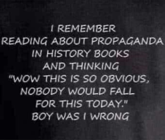 REMEMBER READING ABOUT PROPAGANDA IN HISTORY BOOKS AND THINKING "WOW ...