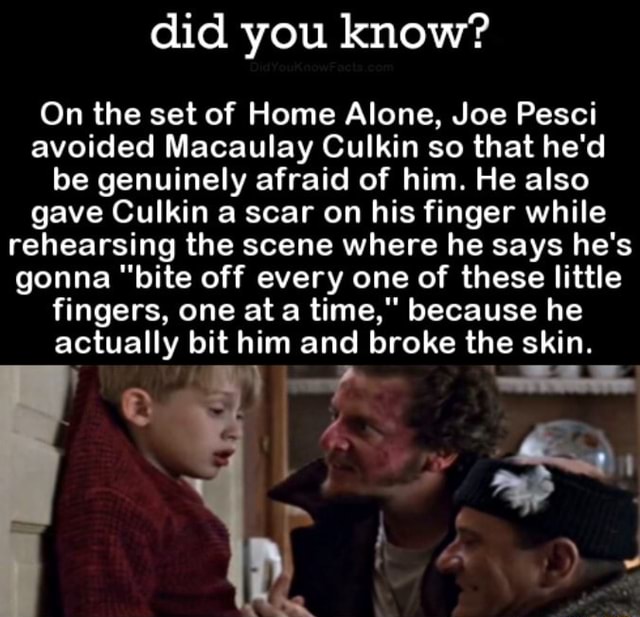 Did you know? On the set of Home Alone, Joe Pesci avoided Macaulay ...
