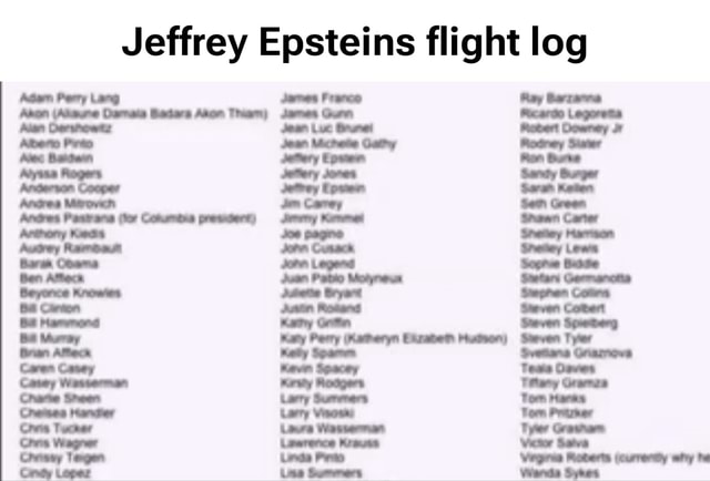 Jeffrey Epsteins flight log Robert airy aan Pete Gute 08 haty in Gven ...