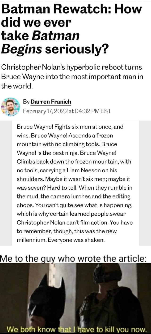 Batman Rewatch: How did we ever take Batman Begins seriously ...