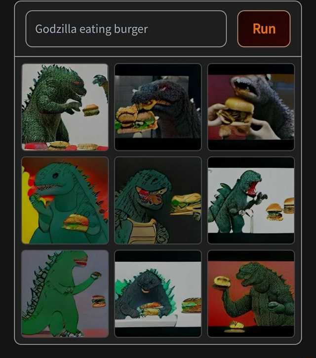 Godzilla eating burger - iFunny