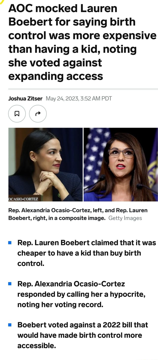 AOC mocked Lauren Boebert for saying birth control was more expensive ...