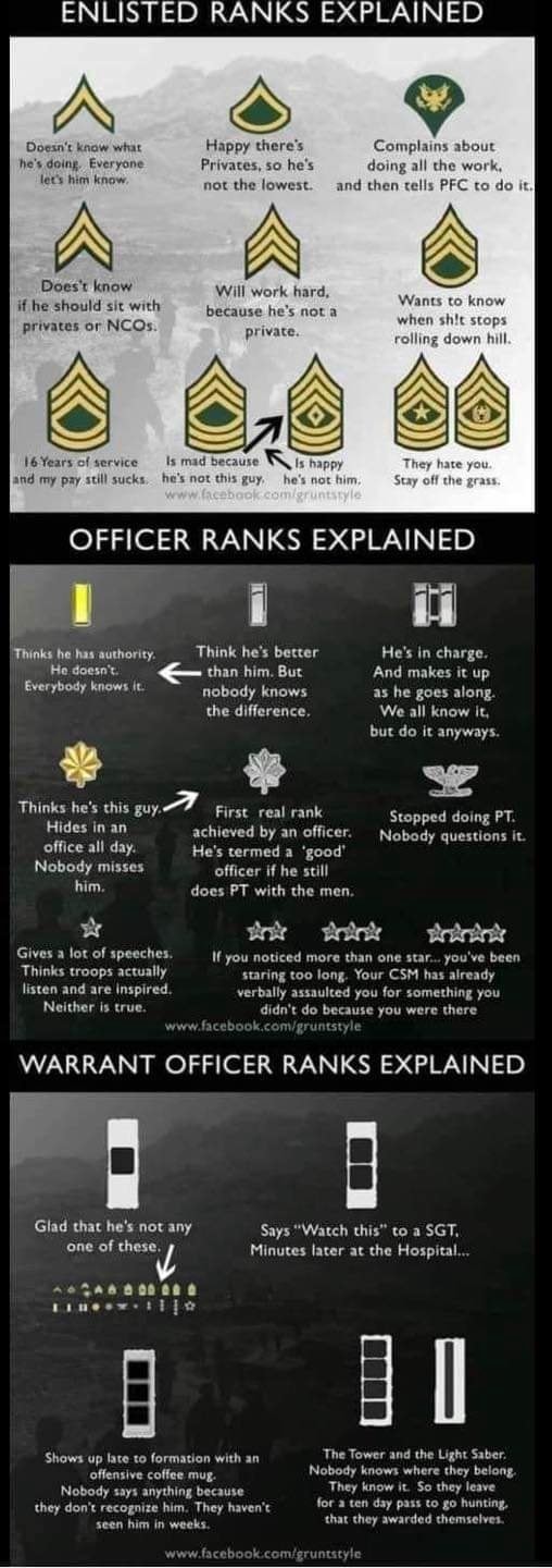 ENLISTED RANKS EXPLAINED not the lowest. and then tells PFC to do it ...