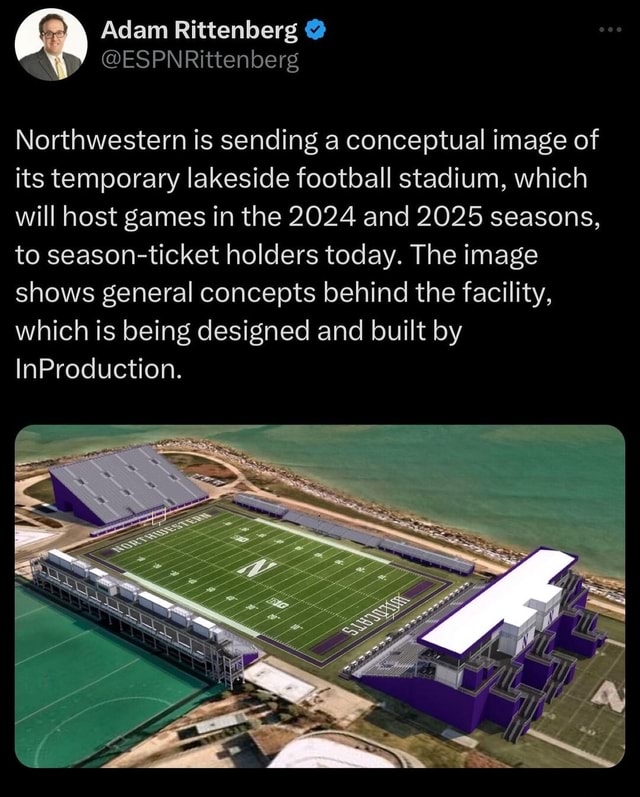 A look at Northwestern’s temporary home lakeside stadium for the 2024/ ...