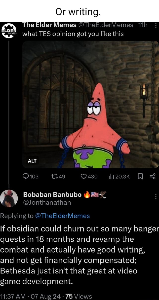 Or writing. The Elder Memes @TheElderMemes - 11 what TES opinion got ...