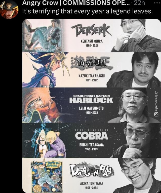 Angry Crow I COMMISSIONS OPE... It's terrifying that every year a legend leaves. KENTARO MIURA ...