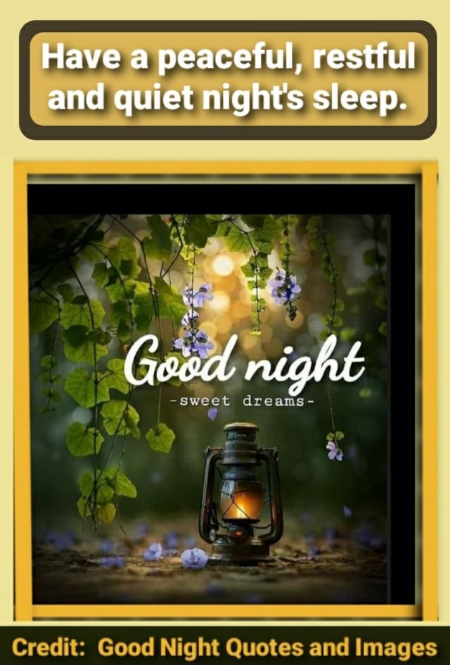 Have a peaceful, restful and quiet night's sleep. night Credit: Good ...