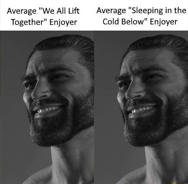 Average "We All Lift Average "Sleeping in the Together" Enjoyer Cold ...