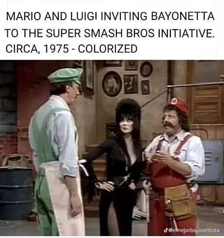 MARIO AND LUIGI INVITING BAYONETTA TO THE SUPER SMASH BROS INITIATIVE ...