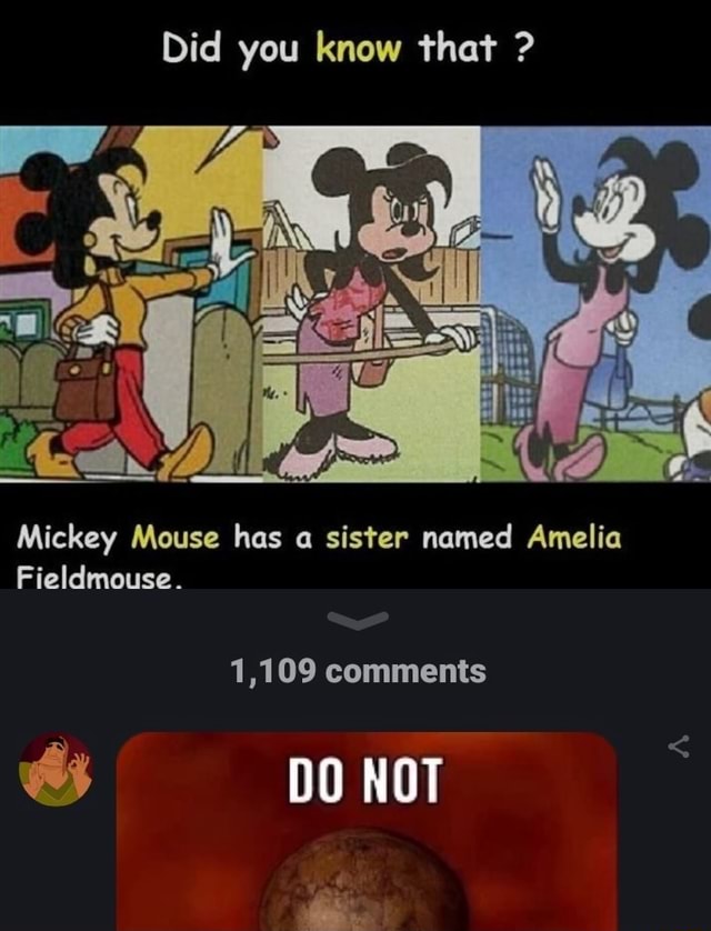 Did you know that ? Mickey Mouse has a sister named Amelia Fieldmouse ...