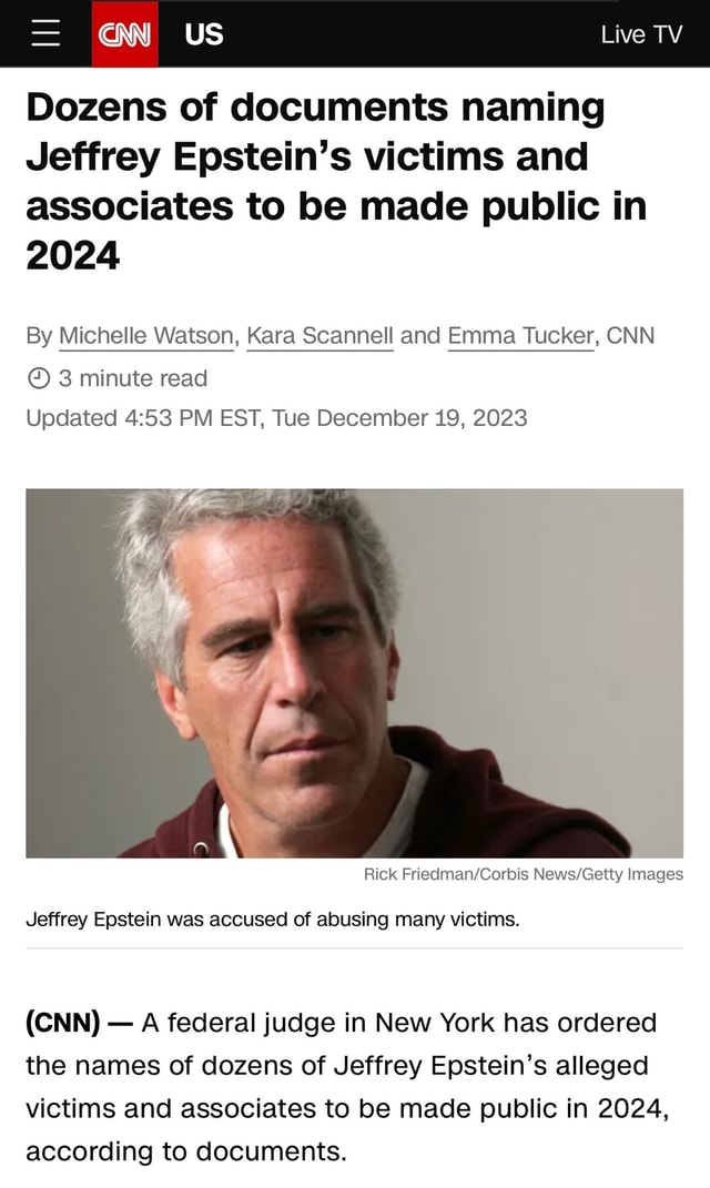 Live TV CAN US Dozens of documents naming Jeffrey Epstein's victims and ...