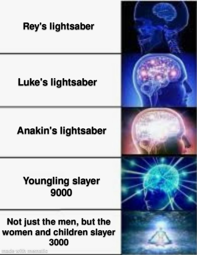 Rey's lightsaber Luke's lightsaber Anakin's lightsaber Youngling slayer ...