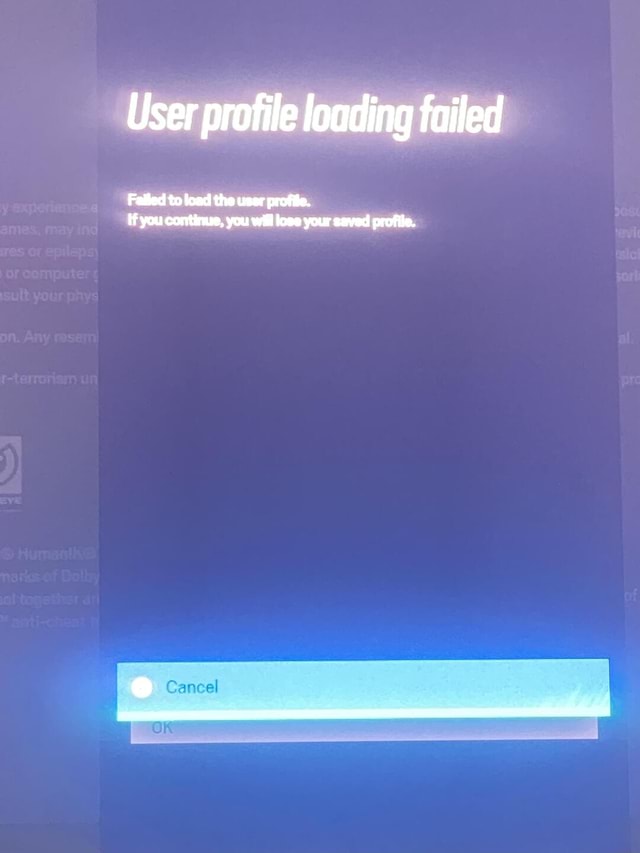 User profile loading failed Failed to load the user profile. If you ...