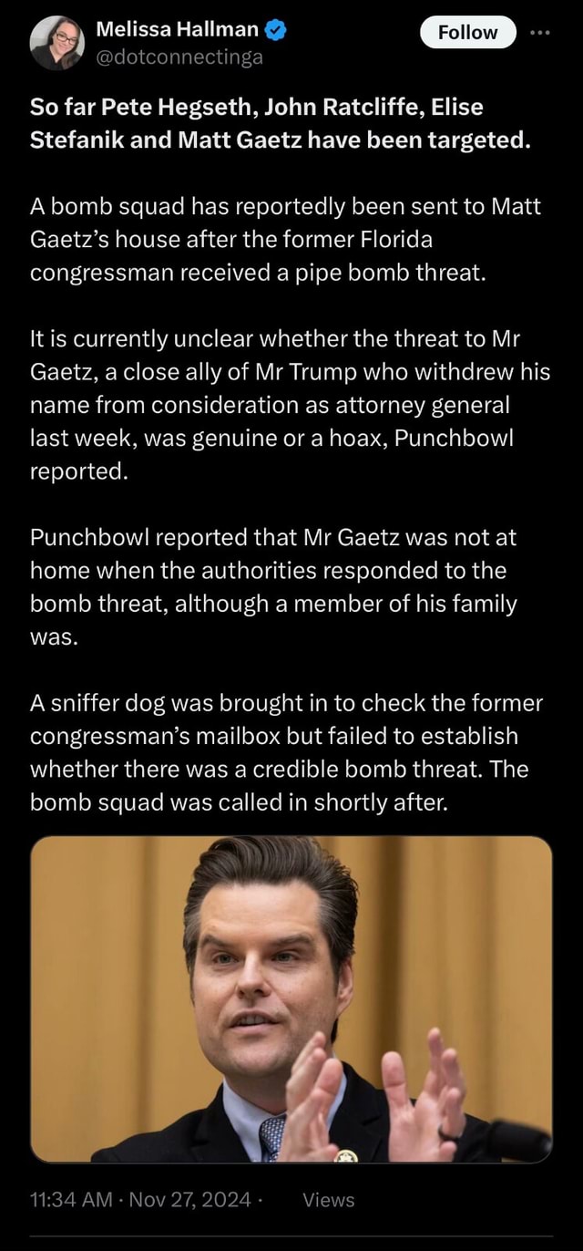 Melissa Hallman @ @dotconnectinga So far Pete Hegseth, John Ratcliffe ...