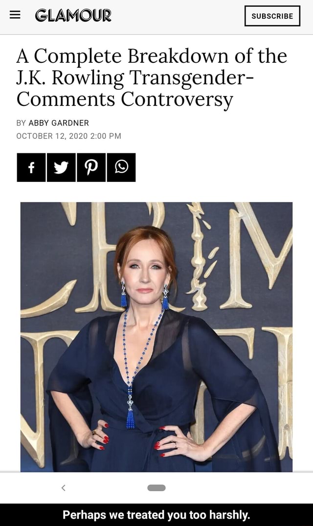 GLAMOUR A Complete Breakdown of the J.K. Rowling Transgender- Comments ...