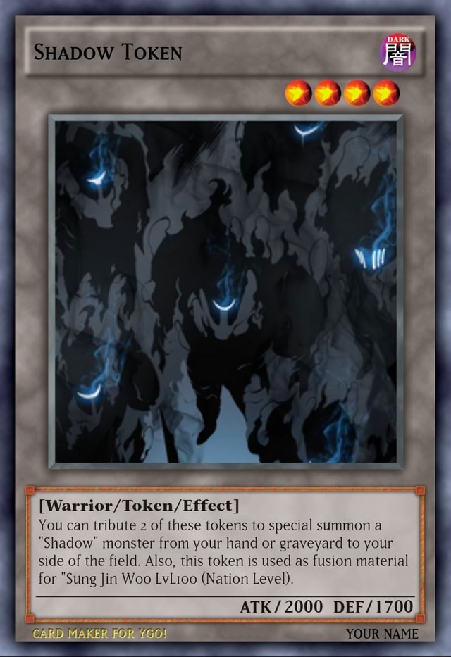 SHADOW TOKEN QIDS You can tribute 2 of these tokens to special summon a ...