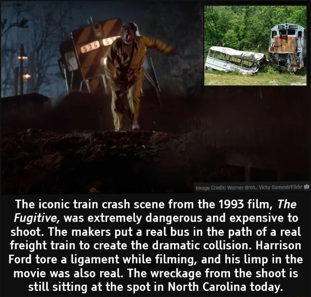 The iconic train crash scene from the 1993 film, The Fugitive, was ...