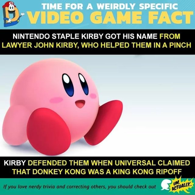NINTENDO STAPLE KIRBY GOT HIS NAME FROM LAWYER JOHN KIRBY, WHO HELPED ...