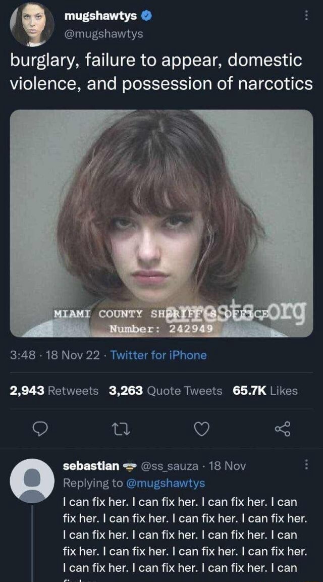 Mugshawtys @mugshawtys burglary, failure to appear, domestic violence ...