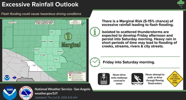 Excessive Rainfall Outlook Flash flooding could cause hazardous driving ...