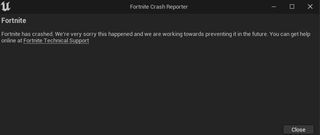 Fortnite Crash Reporter Fortnite Fortnite has crashed. We're very sorry ...