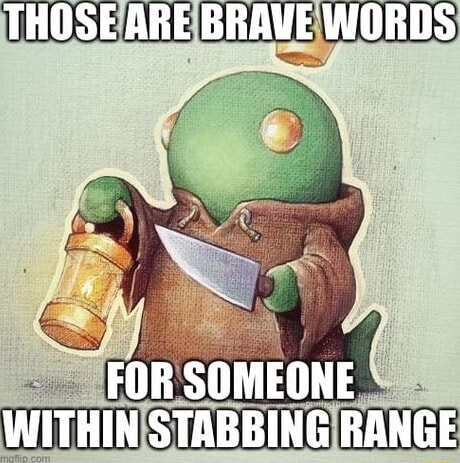 THOSE ARE BRAVE WORDS FOR SOMEONE WITHIN STABBING RANGE - iFunny