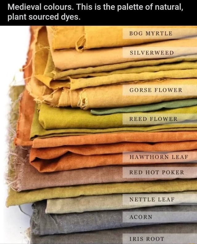 Medieval colours. This is the palette of natural, plant sourced dyes ...