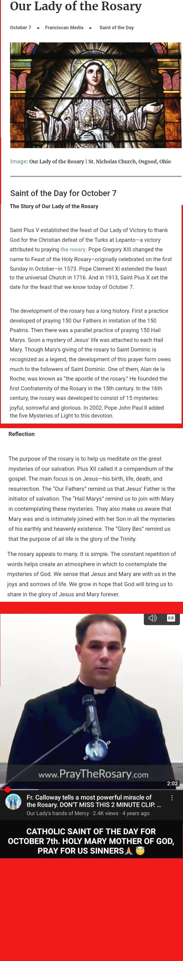 Our Lady of the Rosary October Franciscan Saint of the Day nage: Our ...