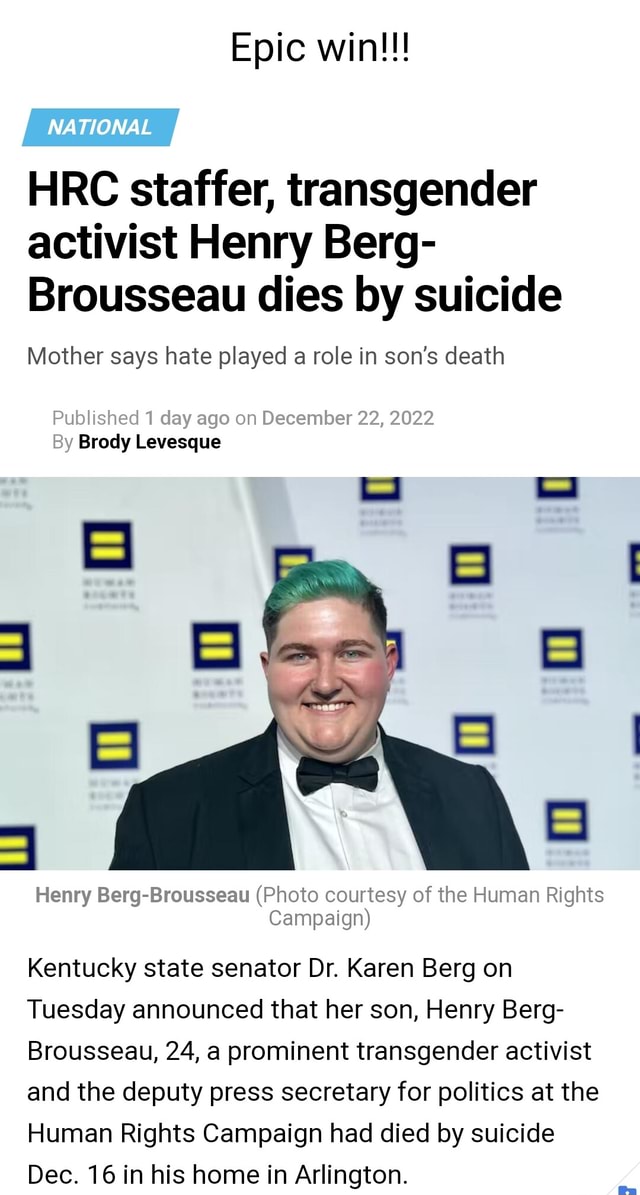 Epic win!!! NATIONAL ARC staffer, transgender activist Henry Berg ...