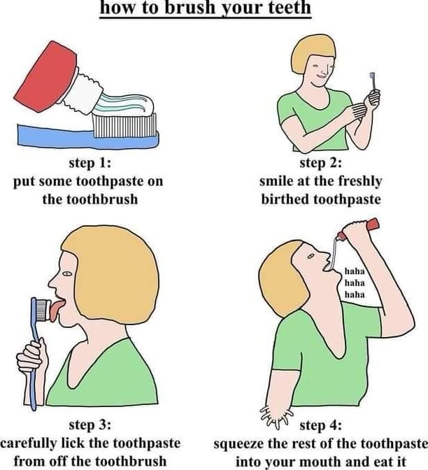 How to brush your teeth step 1: step 2: put some toothpaste on smile at ...