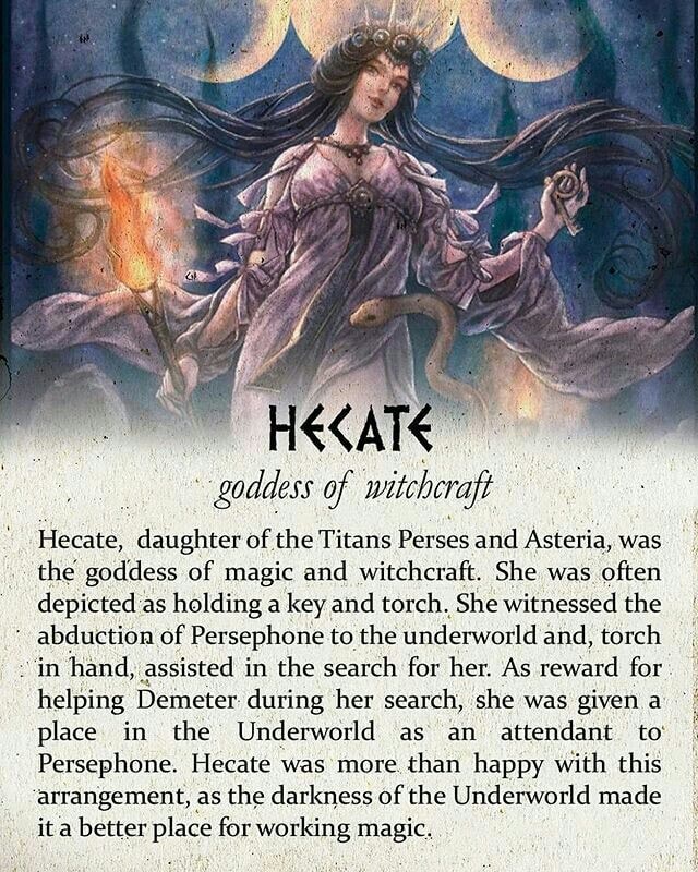 Goddess of witchcraft Hecate, daughter of the Titans Perses and Asteria ...