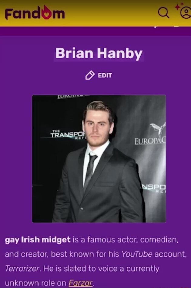 Brian Hanby CC en gay Irish midget is a famous actor, comedian, and ...