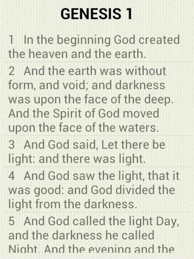 GENESIS 1 the beginning God created the heaven and the earth. 2 And the ...