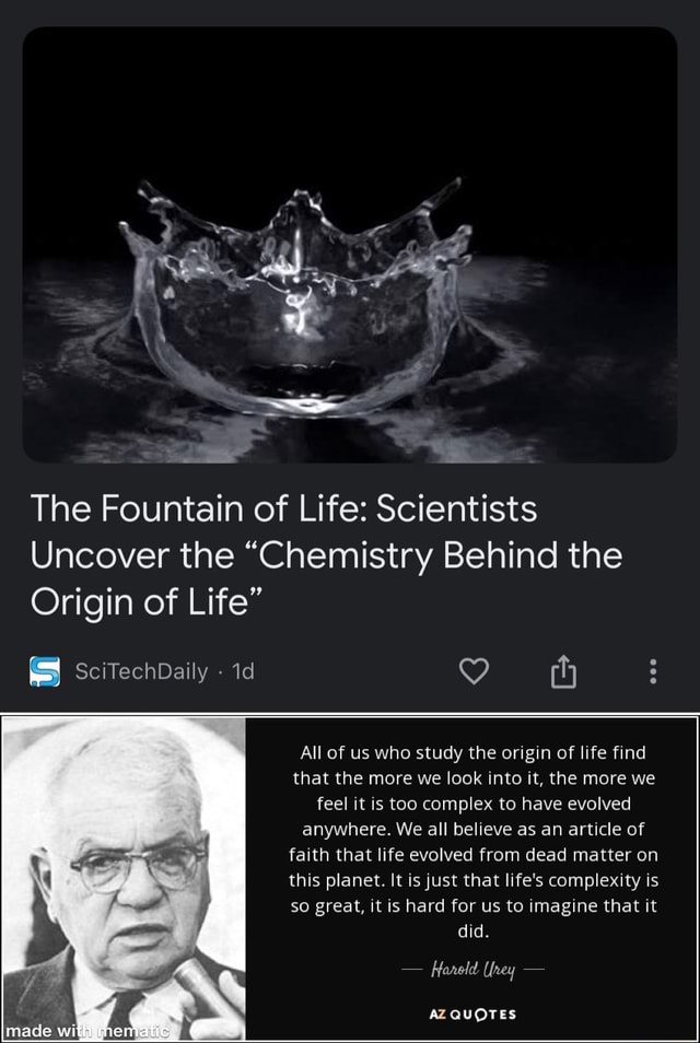 The Fountain of Life: Scientists Uncover the "Chemistry Behind the ...