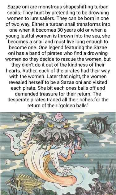 Sazae cal are monstrous shapeshifting turban snails. They hunt by ...