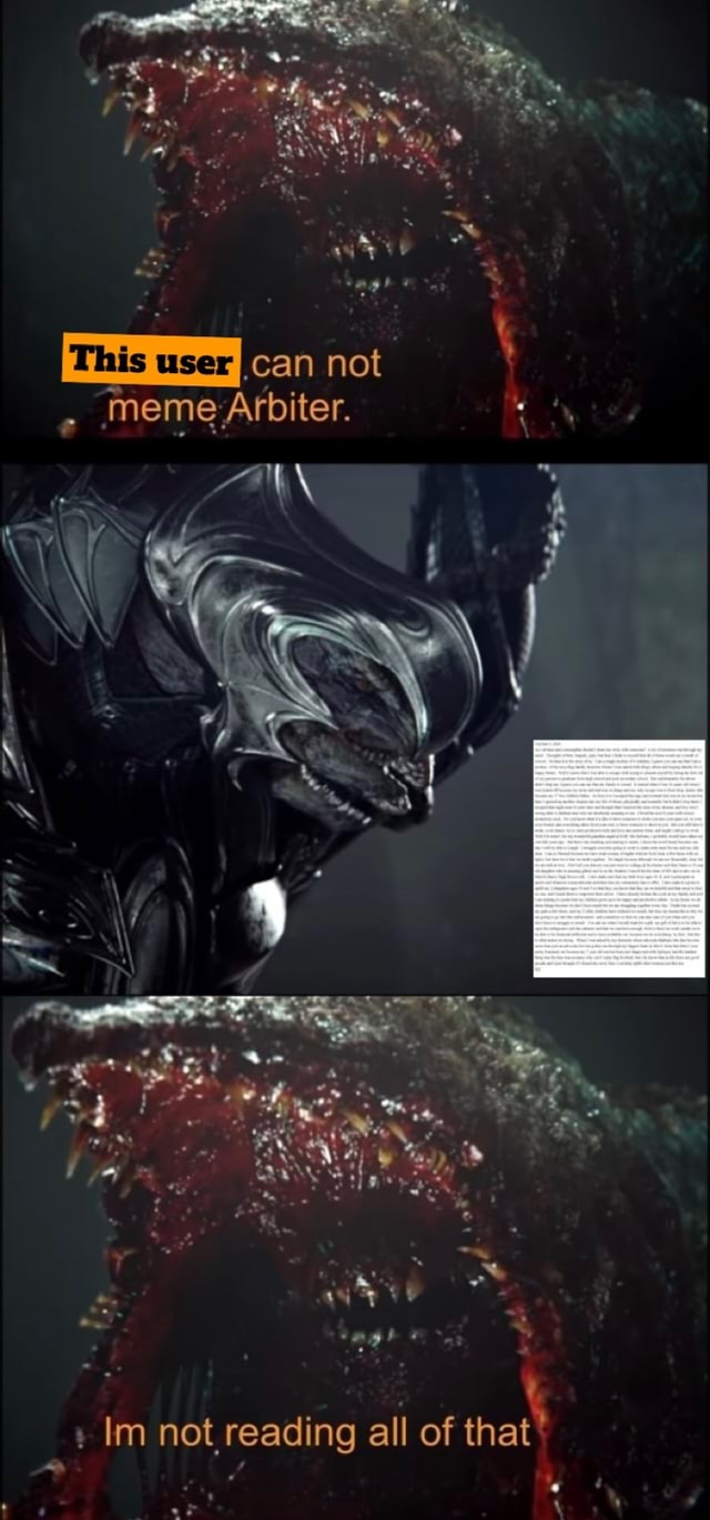 Can not meme Arbiter. Im not reading all of that' - iFunny