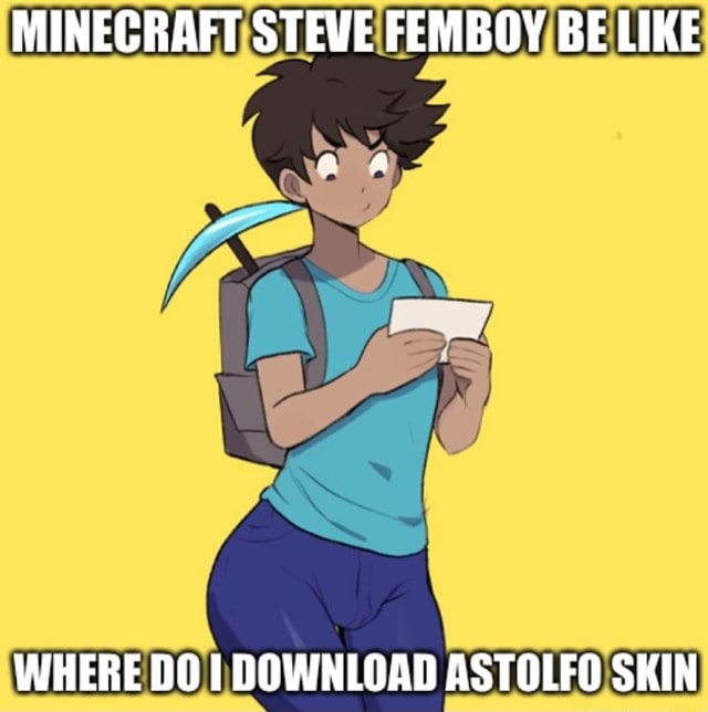 MINECRAFT STEVE FEMBOY BE LIKE WHERE DO DOWNLOAD ASTOLFO SKIN - iFunny
