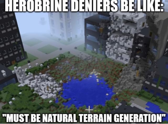 HEROBRINE DENIERS BE LIRE: "MUST BE NATURAL TERRAIN GENERATION" - iFunny