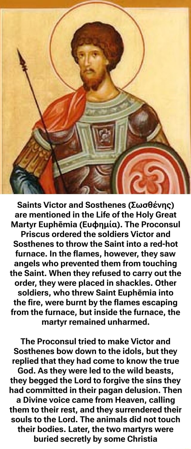 Saints Victor and Sosthenes (Lwo8evnc) are mentioned in the Life of the ...