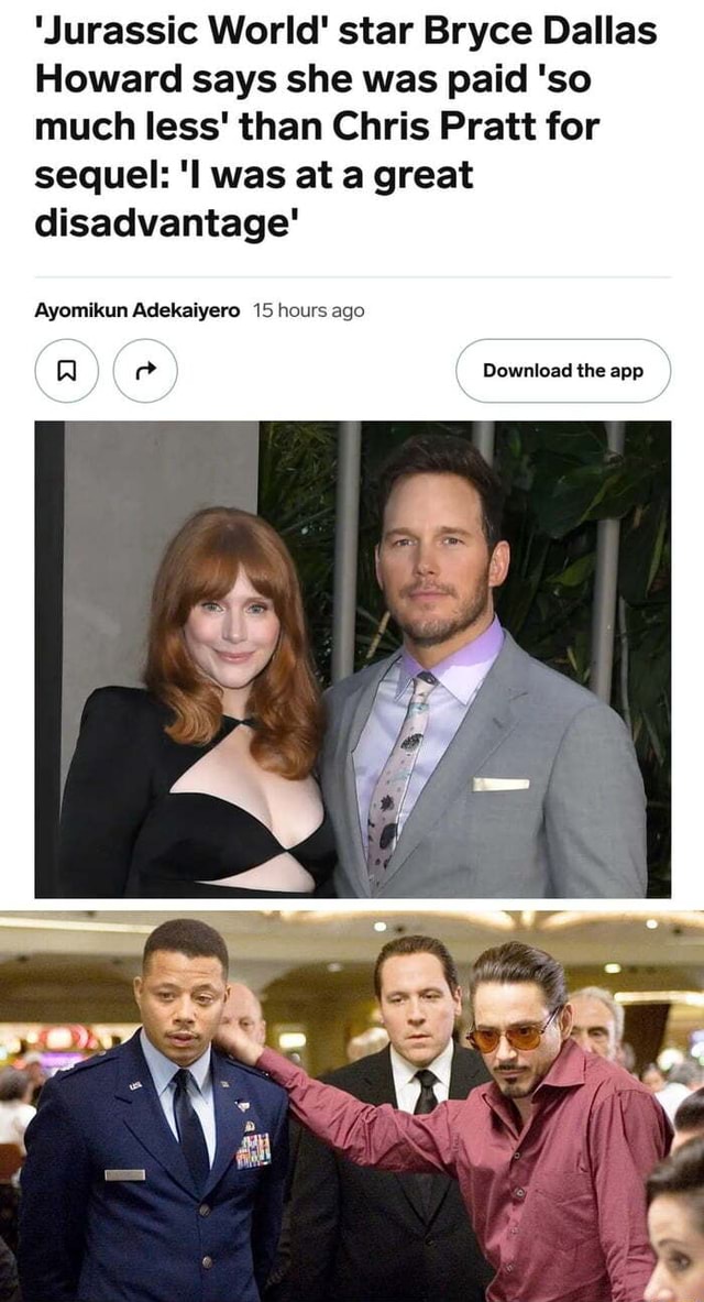 "Jurassic World' star Bryce Dallas Howard says she was paid 'so much ...
