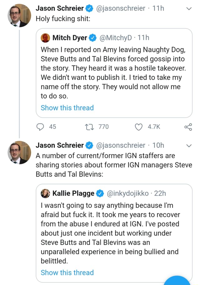 IGN Harassment Case: if you haven't seen this it's very sad. Steve ...