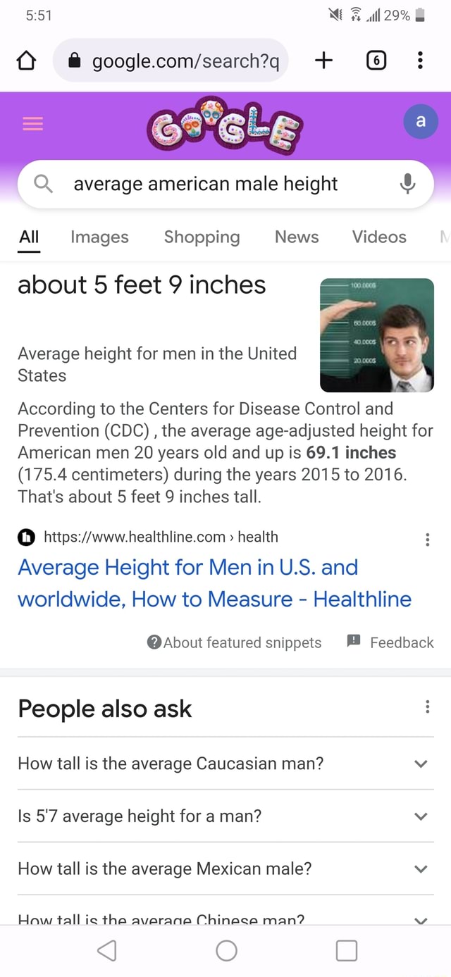 All 29% Q + @ : Q average american male height All Images Shopping News ...