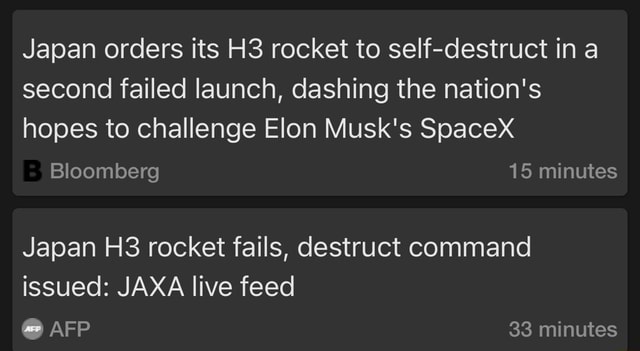 Japan orders its rocket to self-destruct in second failed launch ...